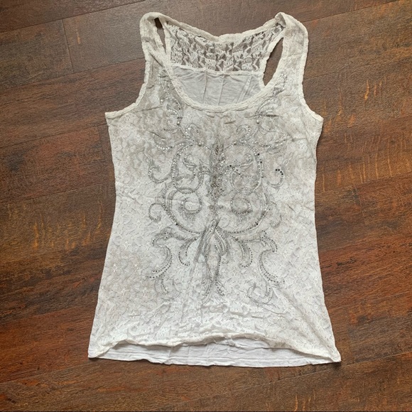Tops | Crystal Embellished Acid Wash Tank | Poshmark